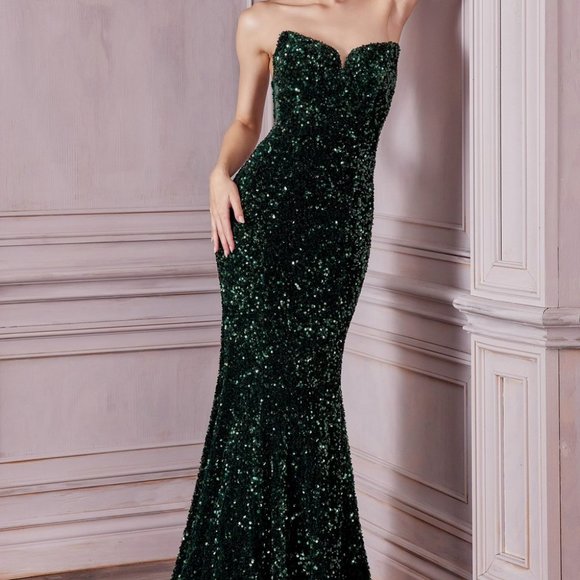 Cinderella | Dresses | New Red Prom Party Evening Strapless Sequin Long ...